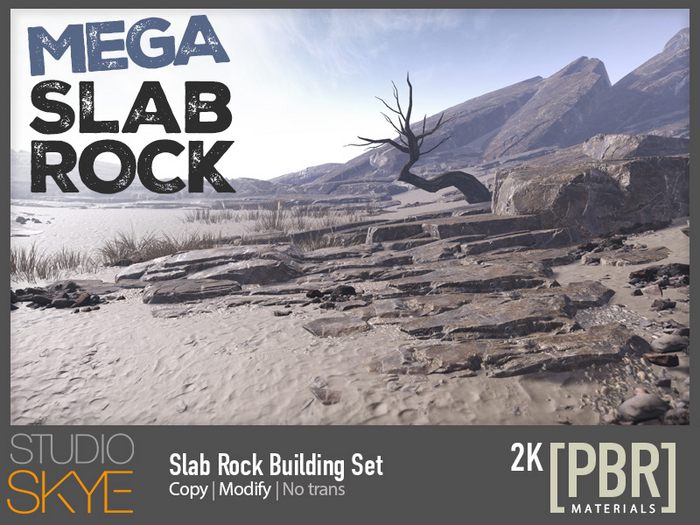 Second Life Marketplace - Skye MEGA Slab Rock Set 2K[PBR]